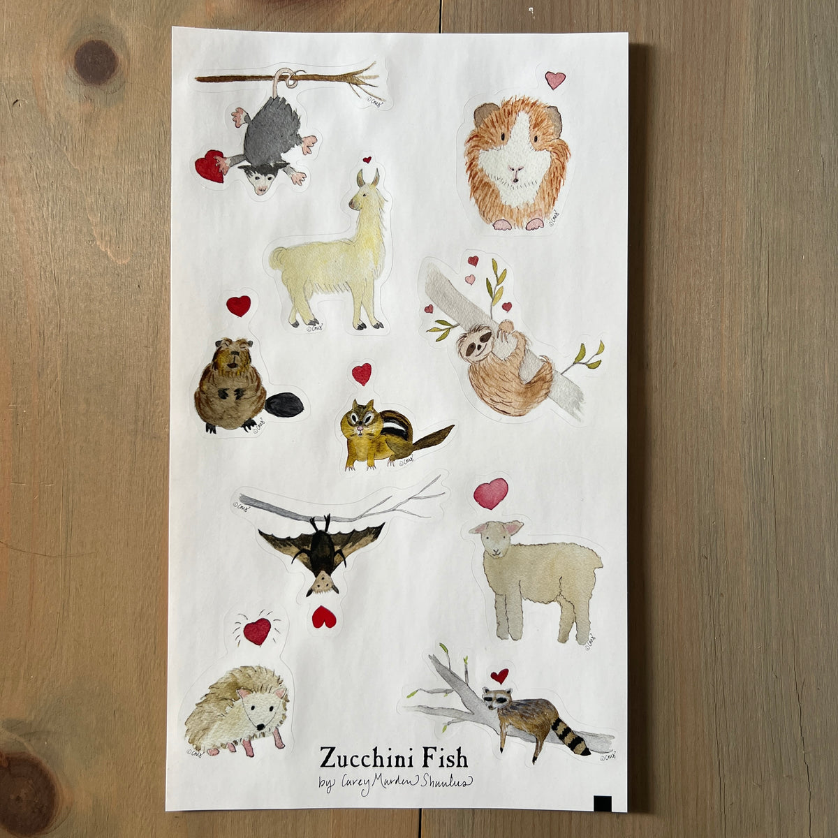 Land Creatures Sticker Sheet – Zucchini Fish